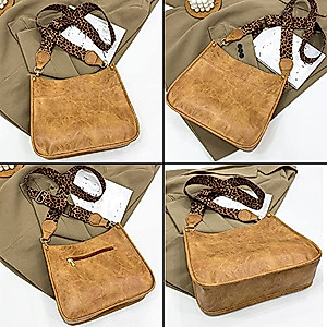 Downupdown Crossbody Bags for Women Designer Satchel Handbags Leather Purse Shoulder Bag with Leopard Print Shoulder Strap Hobo Handbag Messenger Bag-Yellow sunflower