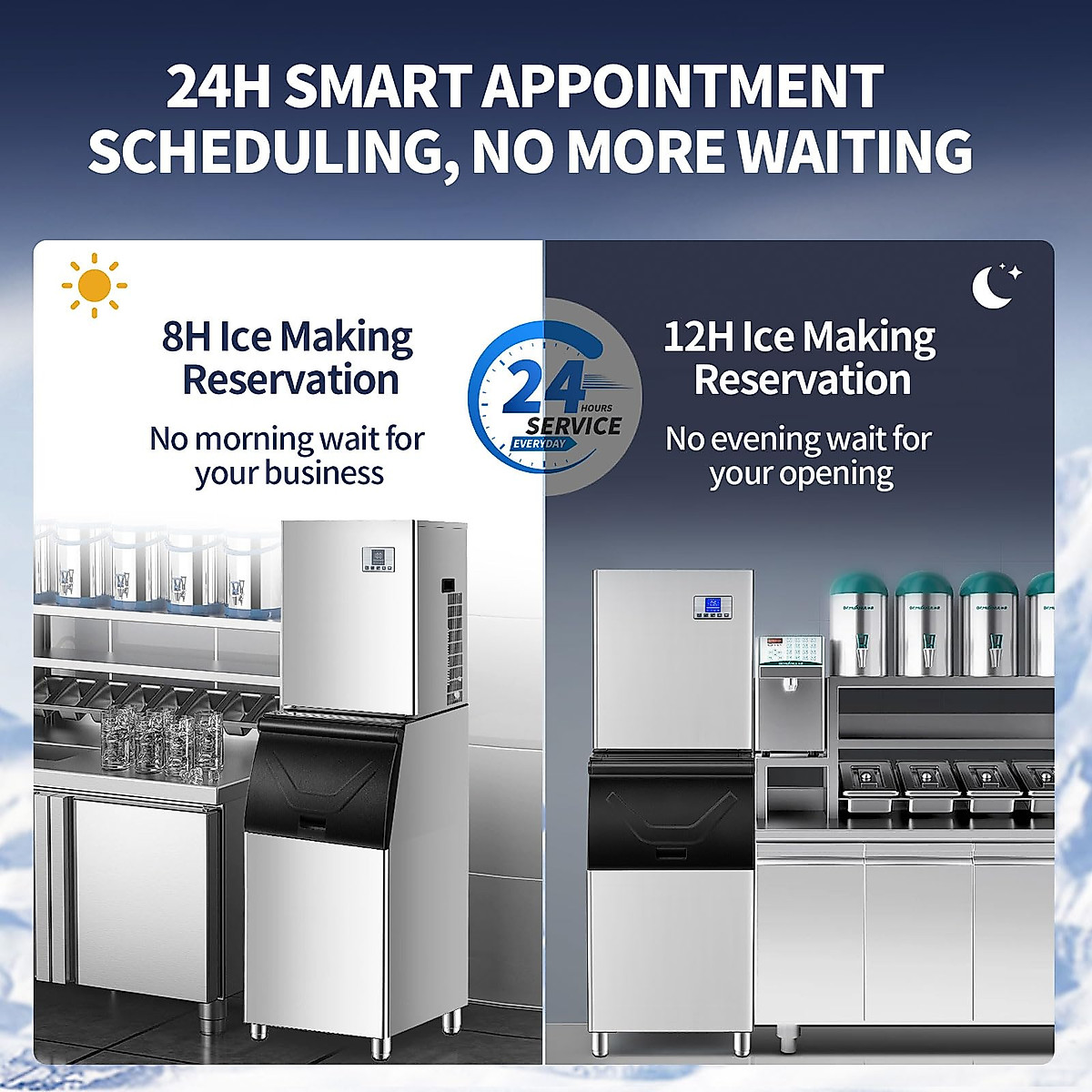 LoJok Commercial Ice Maker Machine 344LBS/24H, Ice Maker with 24H Smart Appointment Scheldluing Ice Making, Industrial Ice Machine with 165LBS Large Storage Bin, Ice Ready in 15 mins