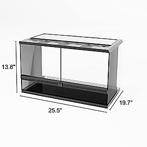 Glass Reptile Tank Terrarium for Reptiles - Width: 25.5 in, Depth: 19.7 in, Height: 13.8 in