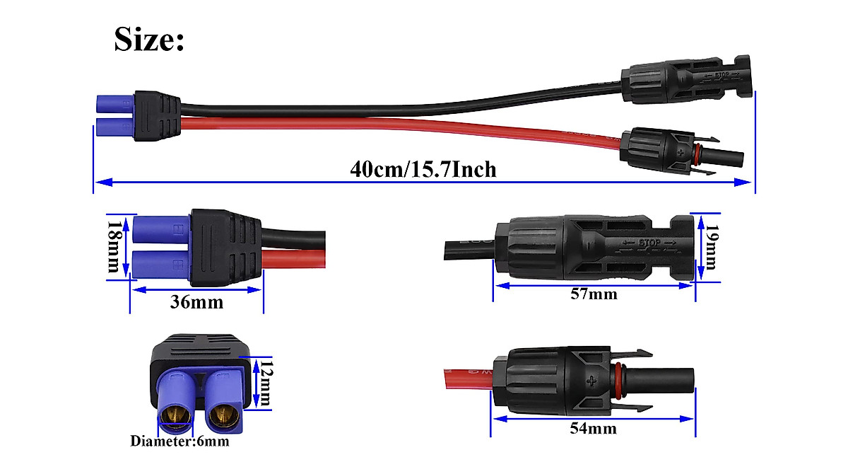 zdyCGTime 10AWG EC5 Female to Solar Male and Female Photovoltaic Power ...