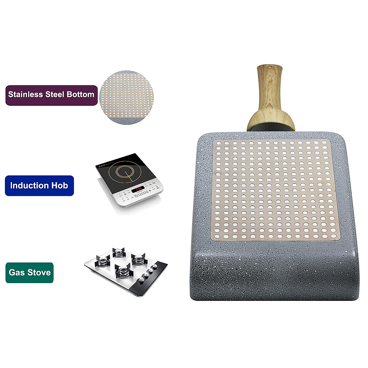 IBBM I WILL BE YOUR BEST MEMORY Tamagoyaki Japanese Omelette Pan/Egg Pan - Non-stick Coating - Rectangle Frying Pan Mini Frying Pan – Grey