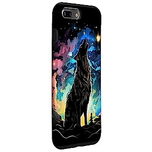 iPhone 7 Plus/8 Plus Howling Wolf Space Galaxy Stars Wolves Animal Case