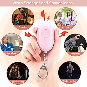 Frienda 4 Pieces Personal Security Alarm Keychain 130 dB Safety Alarm Self Siren Song Keychain with USB Rechargeable LED Flashlight for Women Kids Children Elders Men