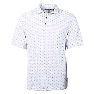Cutter & Buck Virtue Eco Pique Tile Print Recycled Mens Big & Tall Polo, White, 4XT