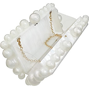 KWRNIAE White Acrylic Evening Clutch Bag for Women Glitter Marble Purse Handbag for Wedding Cocktail Party Prom, White01