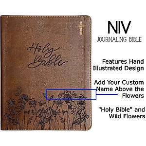 Hand Illustrated & Laser Engraved NIV Journaling Bible, Personalized Gift, Custom Name Engraving Available