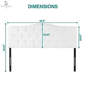 Cassandra Headboards for Queen Size Bed, Upholstered Button Tufted Bed Headboard, 12 Adjustable Positions Queen Headboard Only, Wall Mounted Headboard, Bed Backboard Linen Fabric Head Board, White