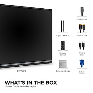 ViewSonic IFP7550 75" 2160p 4K Interactive Display, 20-Point Touch, VGA, Display-Port, HDMI