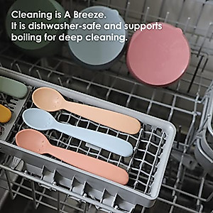 ROCCED Silicone Baby Spoons Set of 4, Baby Feeding Spoons First Stage Baby Infant Spoons Baby Training Spoon Self Feeding Soft-tip Spoons for Infant Baby Utensils Feeding Supplies 3M+