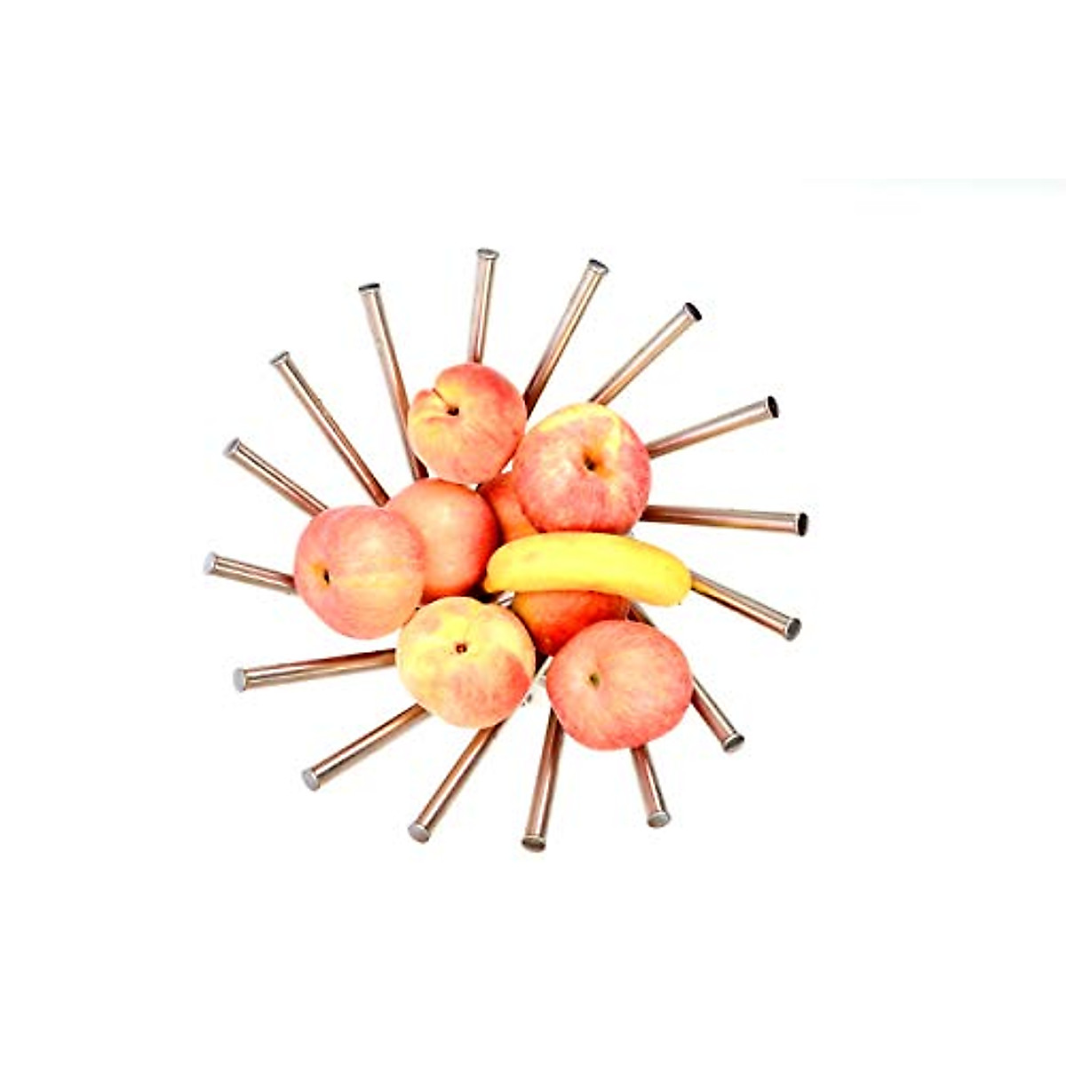LANDTOM® Creative Stainless Steel Rotation Fruit Bowl/Fruit Basket/Fruit Stand/Fruit Holder with Free Orange Peeler, Silver