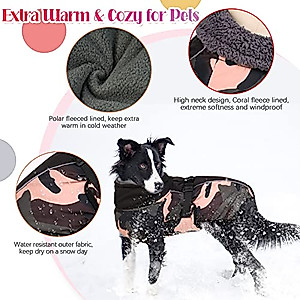 IECOii Extra Warm Dog Coat Reflective Adjustable Dog Jacket Dog Winter Coat with Buckle Fleece Turtleneck Dog Jacket for Cold Weather Soft Winter Coat for Small Medium Extra Large Dogs