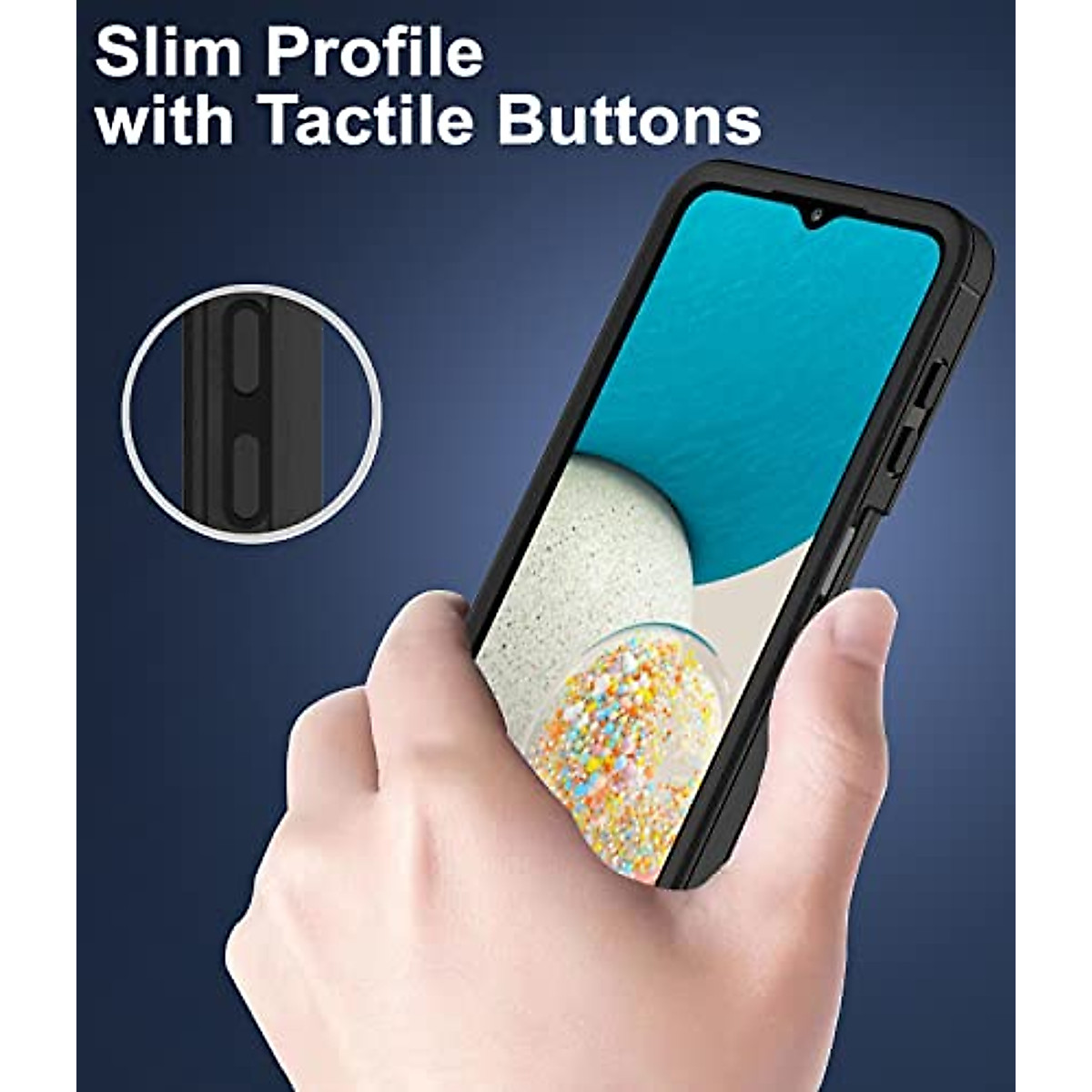 Dahkoiz for Samsung Galaxy A13 5G Phone Case, with Glass Screen Protector, Dust-Proof Port Cover, Magnetic Car Mount Support, Full Body Non-Slip Rubber Covered, Durable & Shockproof, Black/Black