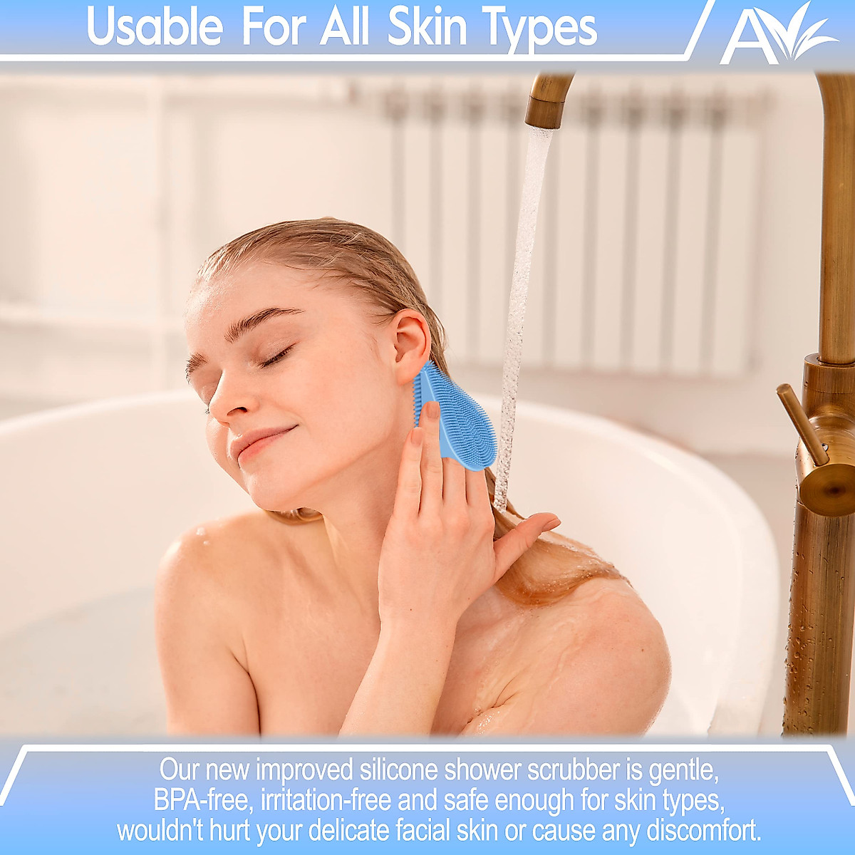 Avilana Silicone Face Scrubber- Dual Sided Manual Facial Cleansing Brush -Face Scrubber and Exfoliator- Deep Cleansing for All Skin Type (Lavender)