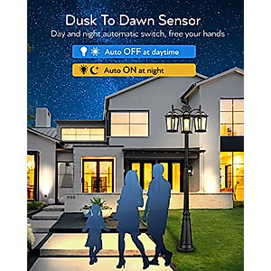 VIANIS Outdoor Lamp Post Lights with Dusk to Dawn Sensor, Triple Head Street Pole Light Fixtures Waterproof, Outside Electric Lantern Backyard Lighting, Christmas Lamp Post for Garden Patio Driveway