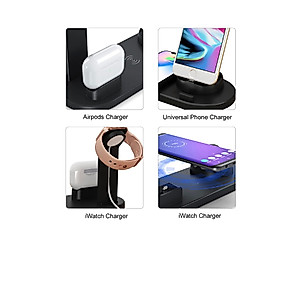 Wirless Charger 4 in 1 Multifunction Chargers 15w Fast 6 in 1 Charging Dock for AirPods Watch Phone iPhone 14/13/12/11/pro/pro max/X/Xmax (Black)