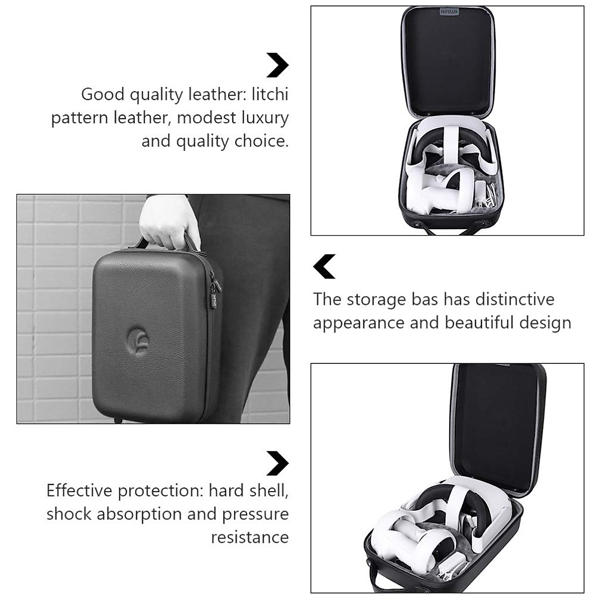 Milisten Vr Glasses Handbag Portable Storage Bag Leather Glasses Bag Carrying Bag Zipper Case Portable Vr Headset Bag Vr Glasses Bag Vr Glasses Protective Case Vr Headset Case Handheld Case