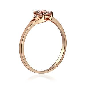 Gin & Grace 10K Rose Gold Natural Diamond(I1,I2) & Genuine Morganite Statement Propose Promise Ring for Women