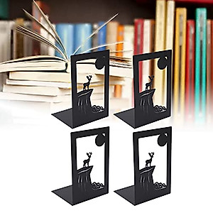 Book Holder, Upright Wide Applicability Metal Bookends with 4 Antislip Foam Pads for Books for Schools for CDs for Office (Cliff Deer)