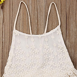 Newborn Infant Baby Girl Clothes Lace Halter Backless Jumpsuit Romper Bodysuit Sunsuit Outfits Set (Off White, 6-12 Months)