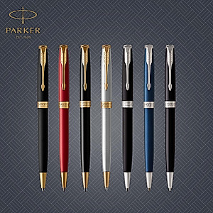 Parker Sonnet Ballpoint Pen | Matte Black Lacquer with Gold Trim | Medium Point Black Ink | Gift Box