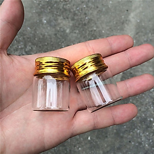 30x40x21mm 15ml Mini Glass Bottles with Aluminium Screw Cap Empty Bottles Golden Metal Lids Glass Vials Jars 12pcs (12, 15ML-Gold-Cap)