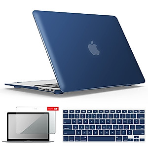 IBENZER Compatible with Old Version MacBook Air 13 Inch Case (2017-2010 Release), Models: A1466/A1369, Plastic Hard Shell Case with Keyboard & Screen Cover for Mac Air 13, Navy Blue, A13NVBL+2