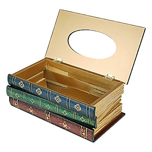 NiHome Tissue Box Cover Rectangular,Wood Box Rustic Tissue Holder Ideal for Bathroom Nightstand Office Car, Blue Top