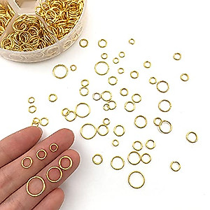 1500Pcs Mixed 6 Sizes Open Jump Rings,4mm 5mm 6mm 7mm 8mm 10mm Jump Ring Jewelry Keychain for Jewelry Making Accessories with 1Pcs Jump Ring Open/Close Tool and 1Pcs Storage Box (Gold)