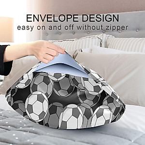 Football Sports Soccer Pillow Covers Silk Pillowcase for Hair and Skin Soft Breathable Smooth Cooling Satin Pillowcase Standard Size Pillow Case for Bedroom Bed Women Boys Girls (20x26 Inch)