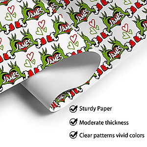 YESCUSTOM Personalized Name Wrapping Paper, 58"x23" Custom Christmas Wrapping Paper Rolls, Christmas Gift Wrap for Him Her Boys Girls Mom Dad