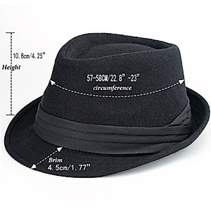Classic Panama Fedora Hat for Women Men Gatsby Fedoras Short Brim Manhattan Structured Trilby Beach Sun Hats for Fishing Black