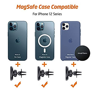 WixGear Magnetic Phone Car Mount, Universal Air Vent Magnetic Phone Car Mount Phone Holder, Compatible with iPhone 12 and with All Cell Phones, iPhone 12 Car Mount