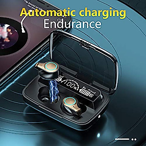 MOHALIKO M18 TWS 3500mAh Wireless Earbuds, Bluetooth 5.1 Headphones IPX7 Waterproof, in-Ear Wireless Bluetooth Headset Noise Reduction Stereo Sport Earbud for Work Black OCUhome