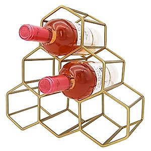 Godinger Wine Rack, 6 Wine Bottle Storage Holder, Metal Countertop Stand for Wine Bottles
