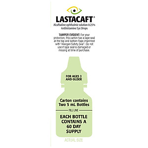LASTACAFT Once Daily Eye Allergy Itch Relief Drops, 120 Day Supply, 0.17 Fl Oz (Pack of 2)