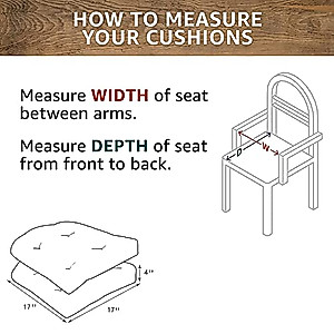 RACLVAY Outdoor Chair Cushions, Outdoor Cushions, Patio Chair Cushions, Indoor Full-Length Ties for Non-Slip Support, Premium Comfortable Thick Fiber, Set of 2 (Grey, 17x17 Inch)