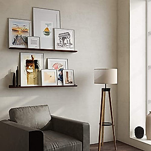 Wallniture Denver 48 Inch Long Floating Shelves for Wall, Narrow Picture Ledge Shelf Set of 2, Wall Shelves Walnut Color