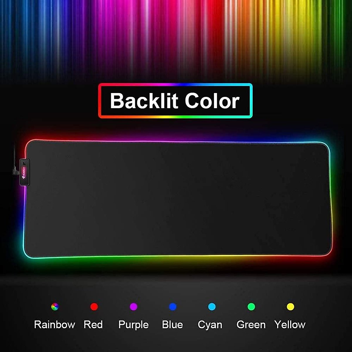 HYSTTBD Gaming Mouse Pads Gaming Computer Mousepad RGB Hexagon LED Carpet Pc Desk Keyboard Mat with Backlit 23 62' x11 81', 600x300mm