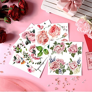 Glenmal 24 Sheets Sunflower Rub on Transfers for Crafts and Furniture Rub on Transfer Stickers Fall Thanksgiving Rub on Decals Floral for Wood DIY Craft Furniture, 5.9 x 5.9 Inch(Rose Style)