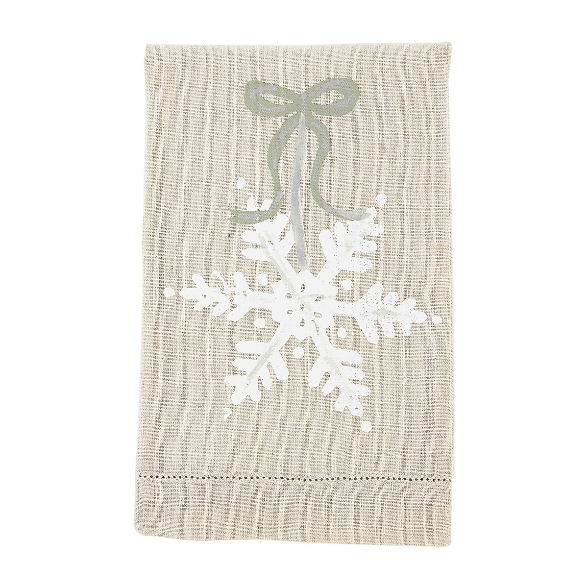 Mud Pie White Painted Towel, Snowflake, Small