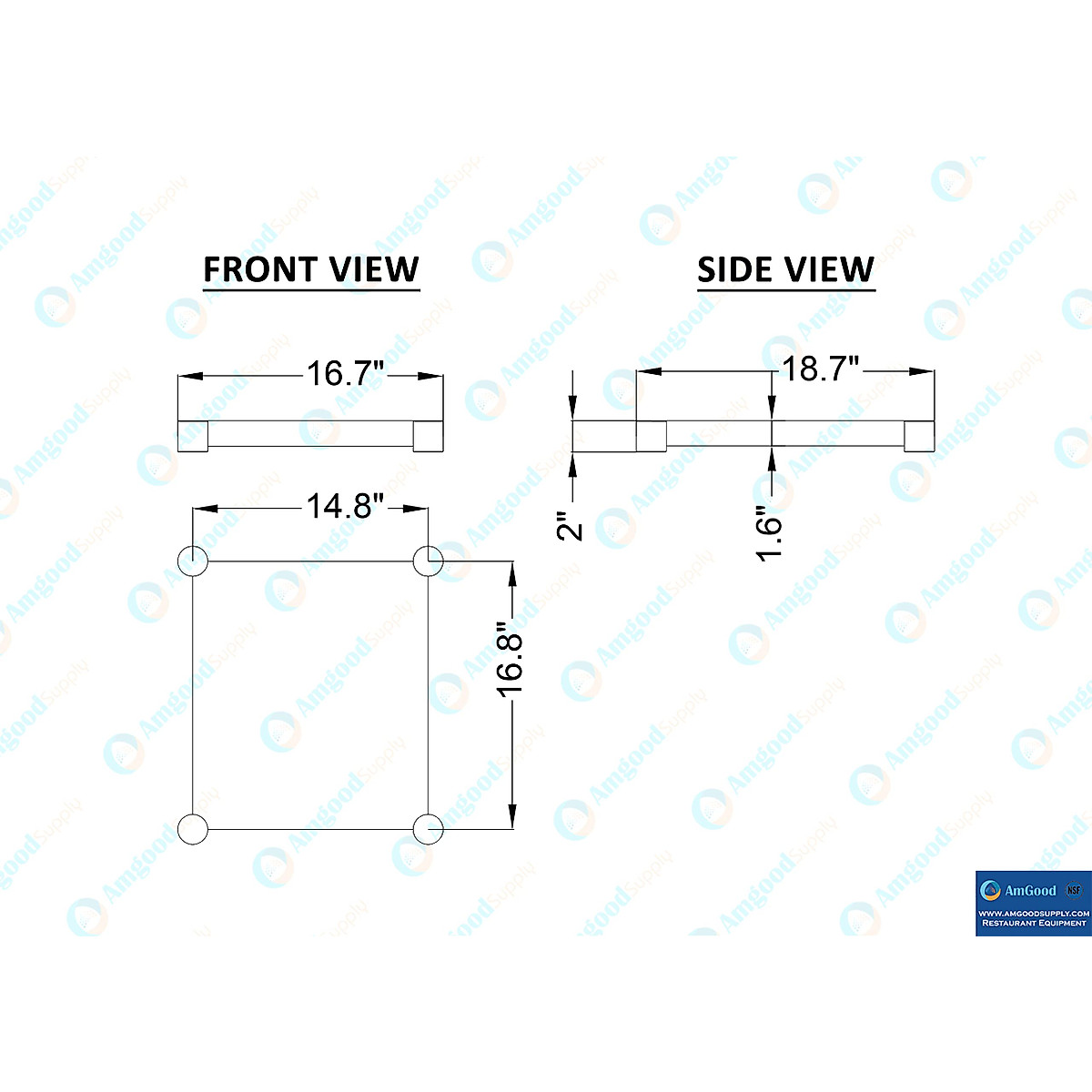 Additional Undershelf for AmGood Work Table (24" X 18")