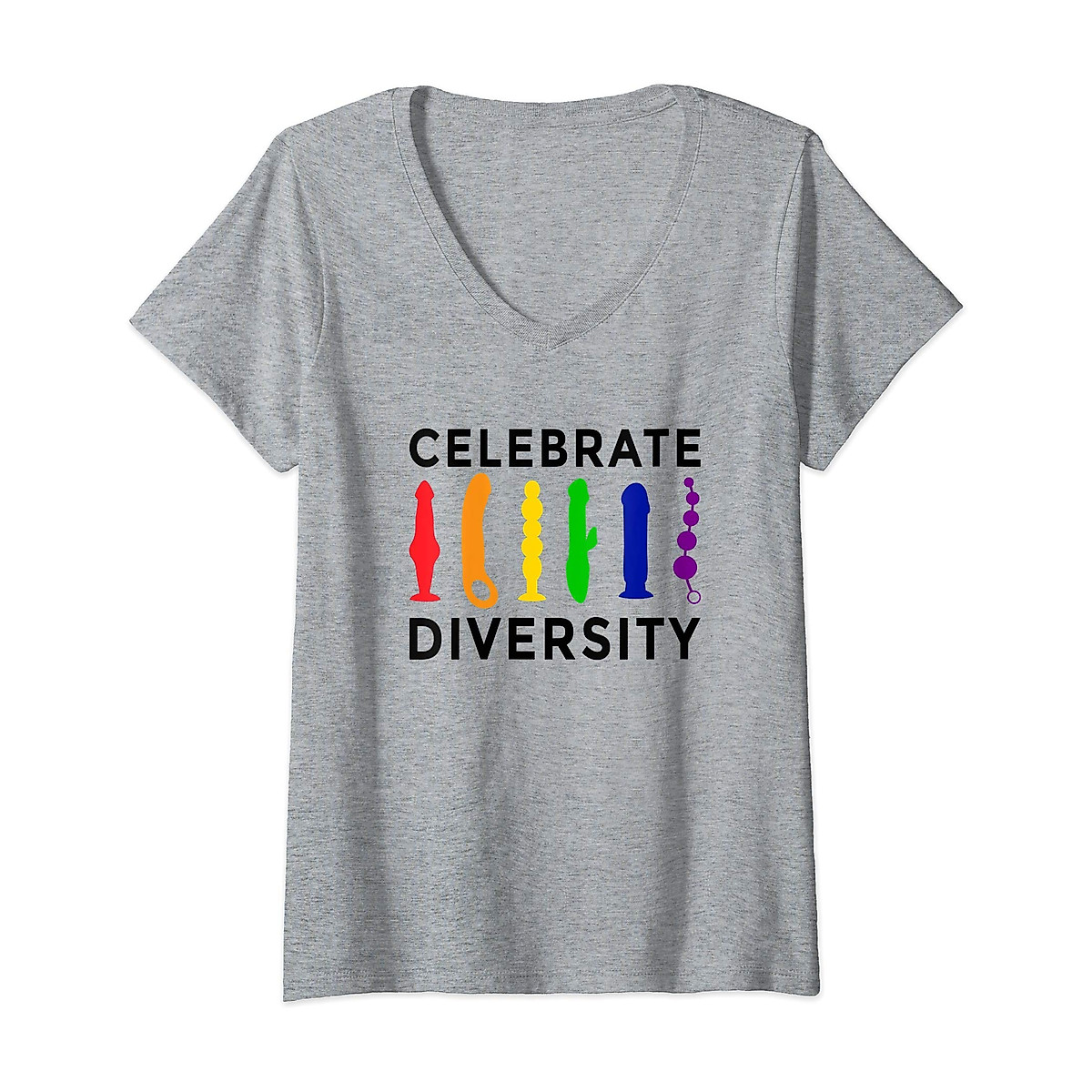 Womens 'Celebrate Diversity' | Naughty Bachelorette Gifts for Bride V-Neck T-Shirt