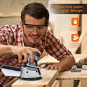 2.6A Random Orbital Sander,Towallmark 350W Orbital Sander with 6 Variable Speed,13000RPM Electric Sander with 12Pcs Sandpapers,1 Pcs Dust Box,Sander for Woodworking