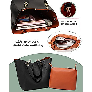 ALIDIA Tote Handbags for Women Large Capacity Bags Waterproof Faux Leather Crossbody Travel Purse Work Satchel Shoulder Bags,Black