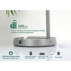 Mayeecare Foldaway Stand Fan, Adjustable Desk Fan Table Fan, Rechargeable Fan Ultra Lightweight Portable Fan with 3 Speed & 3 Brighness for Outdoor Camping Travel, Home, Office, Kitchen