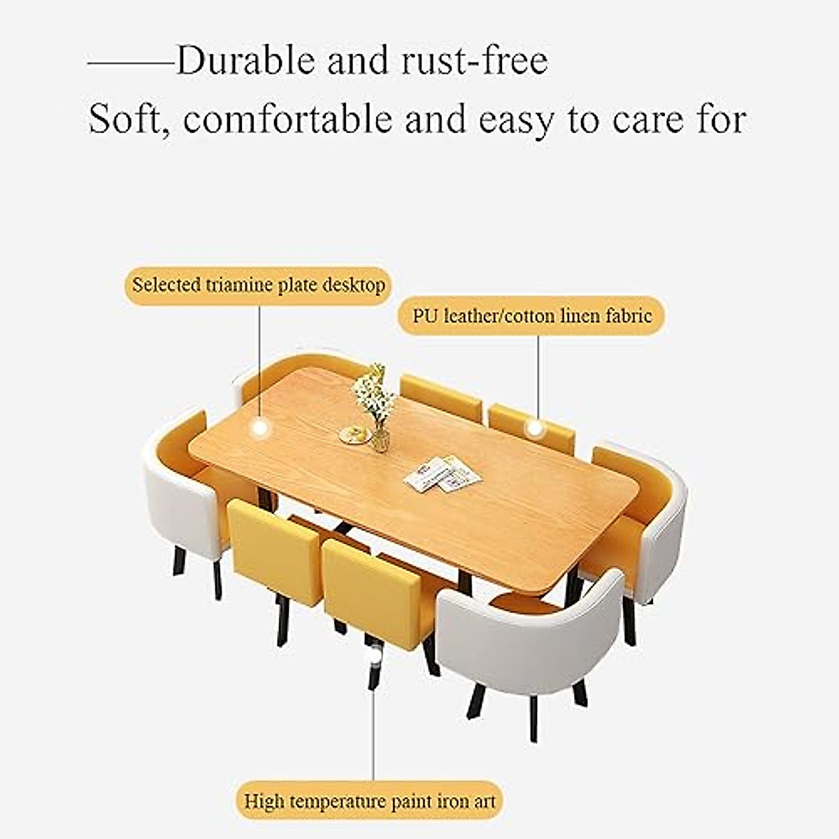 Dining table set,Table Sets for 6,7 Piece Kitchen Table and Chairs Set for 6 Person,dining room table,Suitable for living room,restaurant,cafe,leisure reception desk and chair combination ( Color : Ro