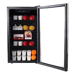 Frigidaire EFMIS2415 Beverage Refrigerator, Glass Door, Compact Mini Fridge with Digital Temperature Control, Fits 115 Cans or 34 Bottles, 96L Capacity-19.1" D x 17.5" W x 31.2" H, Stainless