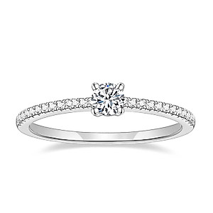 TIGRADE 1.5mm Eternity Ring Round Cubic Zirconia Anniversary Ring CZ Pave Wedding Band for Women Size 3-12, Silver, Size 4.5