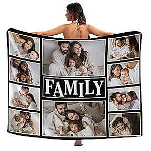 Custom Blankets with Photos, Custom Blanket with Picture for Family Mom Dad Couples Baby, Personalized Picture Blanket with 10 Photos Collage, Personalized Picture Throw Blanket for Birthday