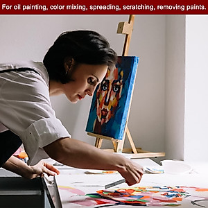 HARFINGTON 4pcs No.5 Palette Knives 14mm Width Stainless Steel Small Pointy Spatula Painting Pallet Knife with Wood Handle for Oil Acrylic Canvas Mixing Spreading, Red